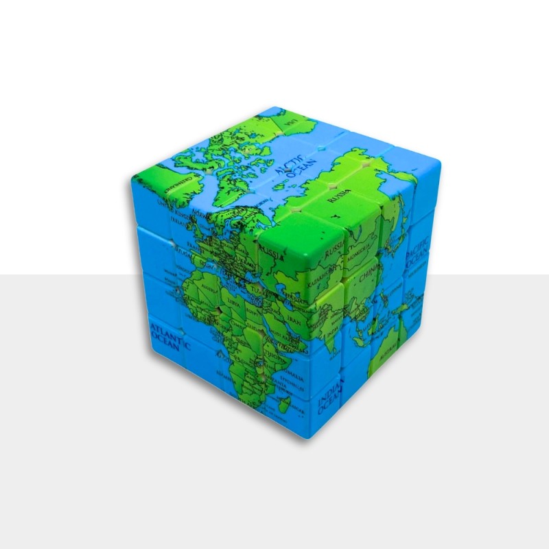 Cube 4x4 Carte physique de la Terre - Défis et géographie dans un cube 🌏