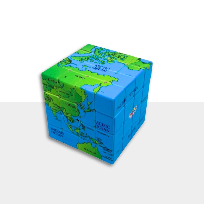 Cube 4x4 Carte physique de la Terre - Défis et géographie dans un cube 🌏