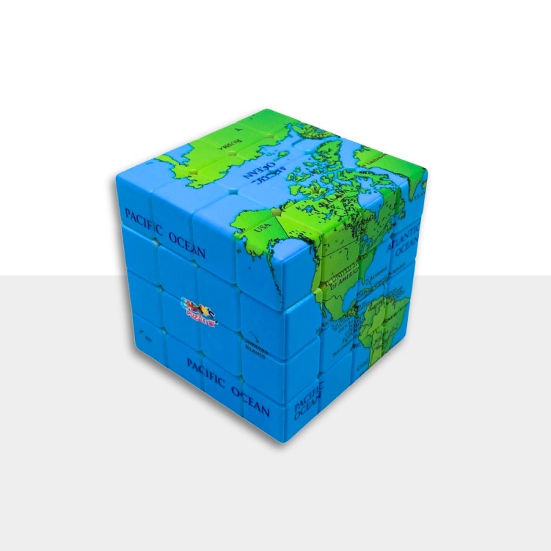 Cube 4x4 Carte physique de la Terre - Défis et géographie dans un cube 🌏