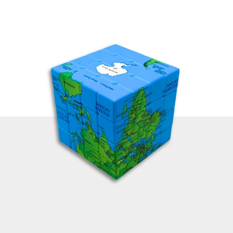 Cube 4x4 Carte physique de la Terre - Défis et géographie dans un cube 🌏