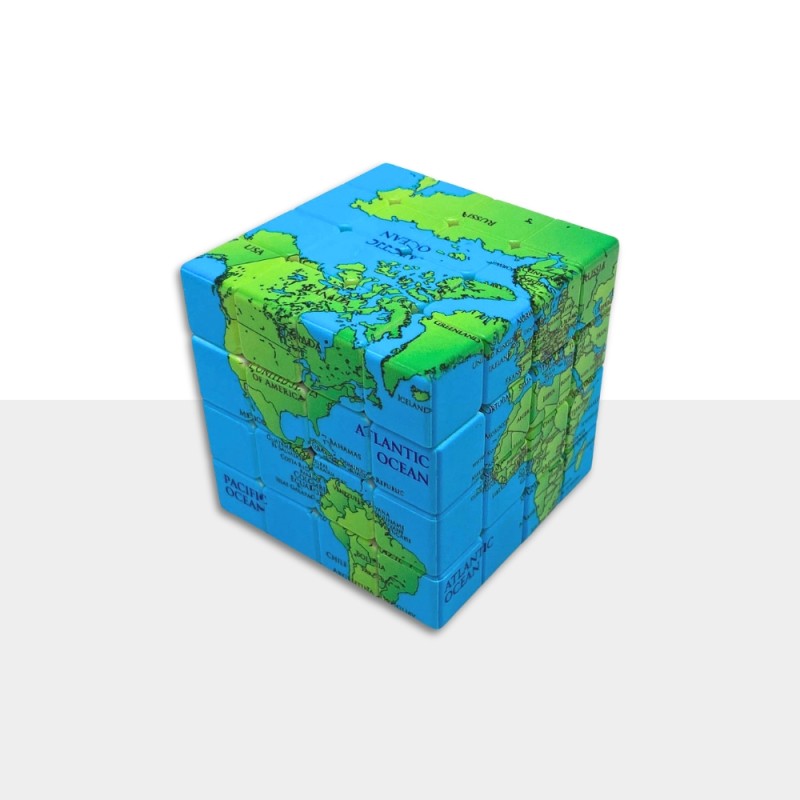 Cube 4x4 Carte physique de la Terre - Défis et géographie dans un cube 🌏